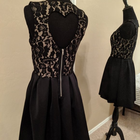 Ruby Rox | Dresses | Ruby Rox Black Floral Heart Cut Back Mini Dress ...